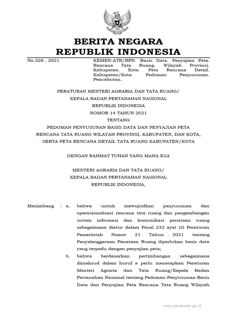Pedoman Peta Tata Ruang 2021 | PDF