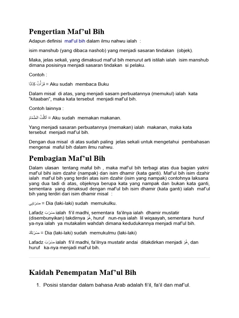 Maf'ul Bih | PDF | Seni & Disiplin Bahasa