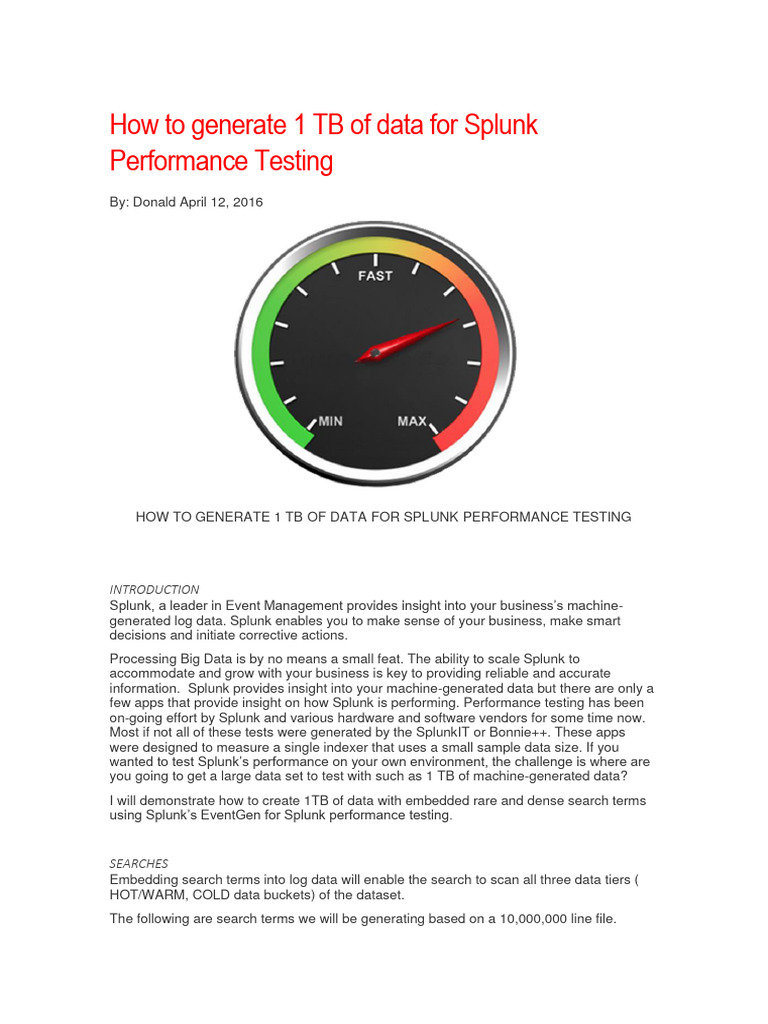 How To Generate 1 TB of Data For Splunk Performance Testing | PDF ...