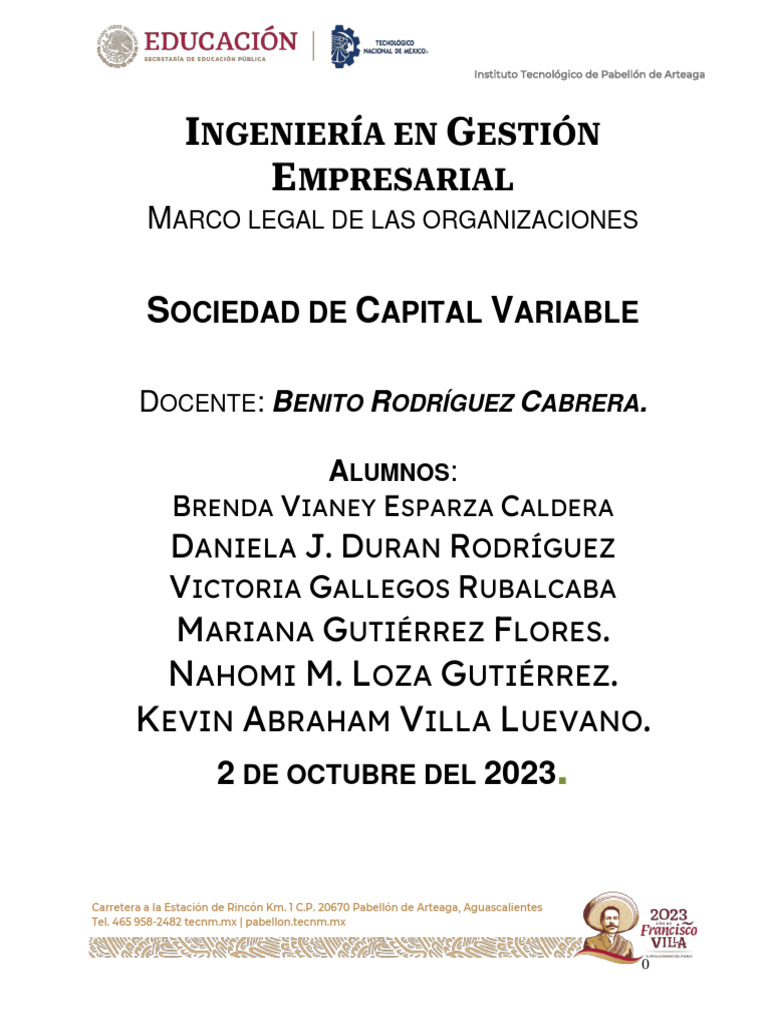 Capital Variable | PDF | Panes | Sociedad de responsabilidad limitada