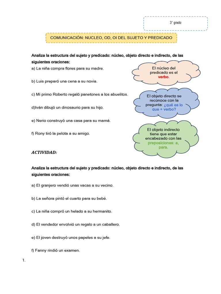 Analiza La Estructura Del Sujeto y Predicado | PDF