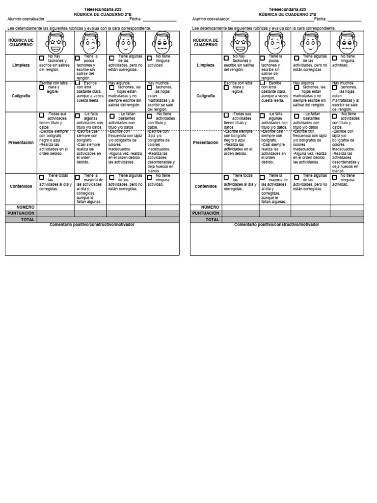 Rúbrica Cuaderno | PDF | Escritura | Papelería