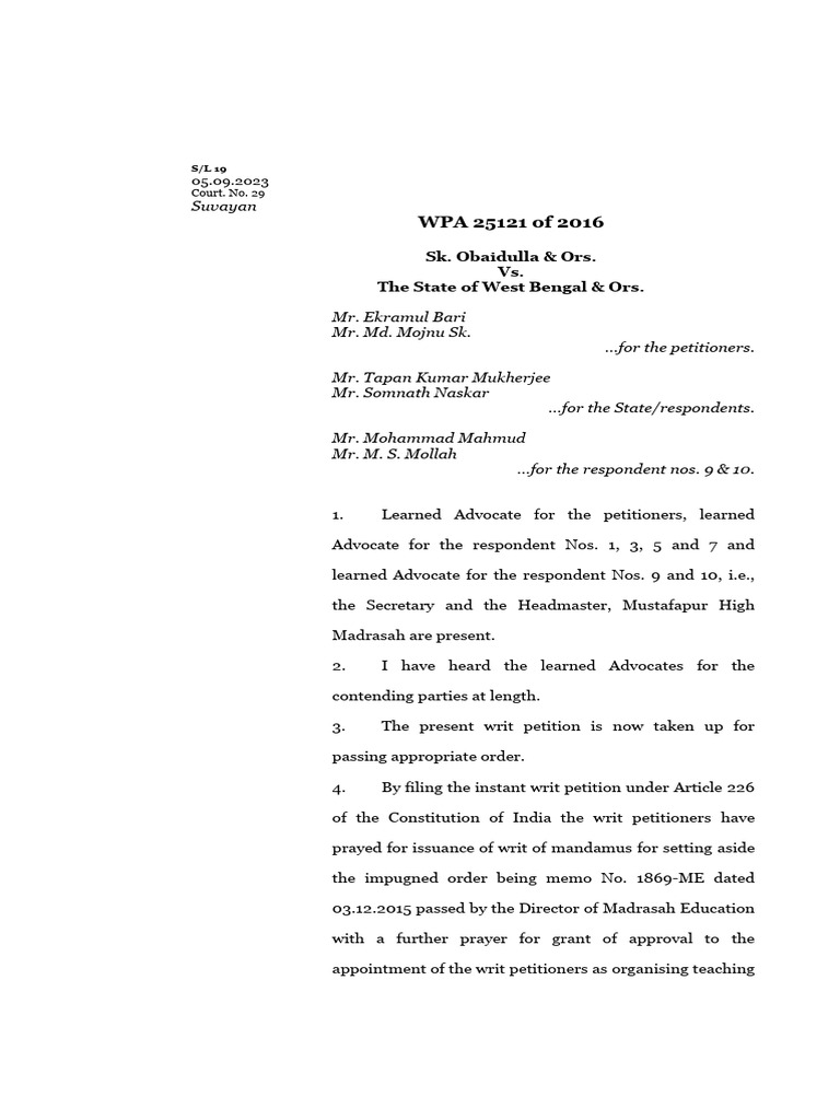 Organising Approval | PDF | Appeal | Writ