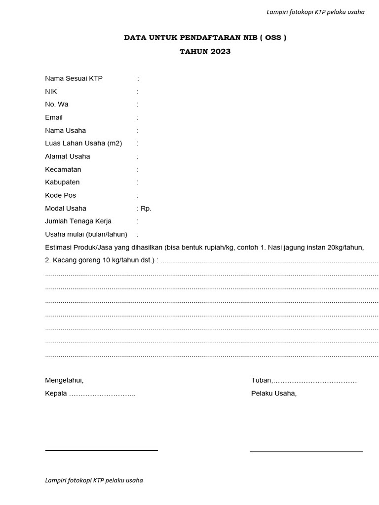 Pendaftaran NIB untuk Usaha 2023 | PDF | Pengelolaan Keuangan & Uang ...