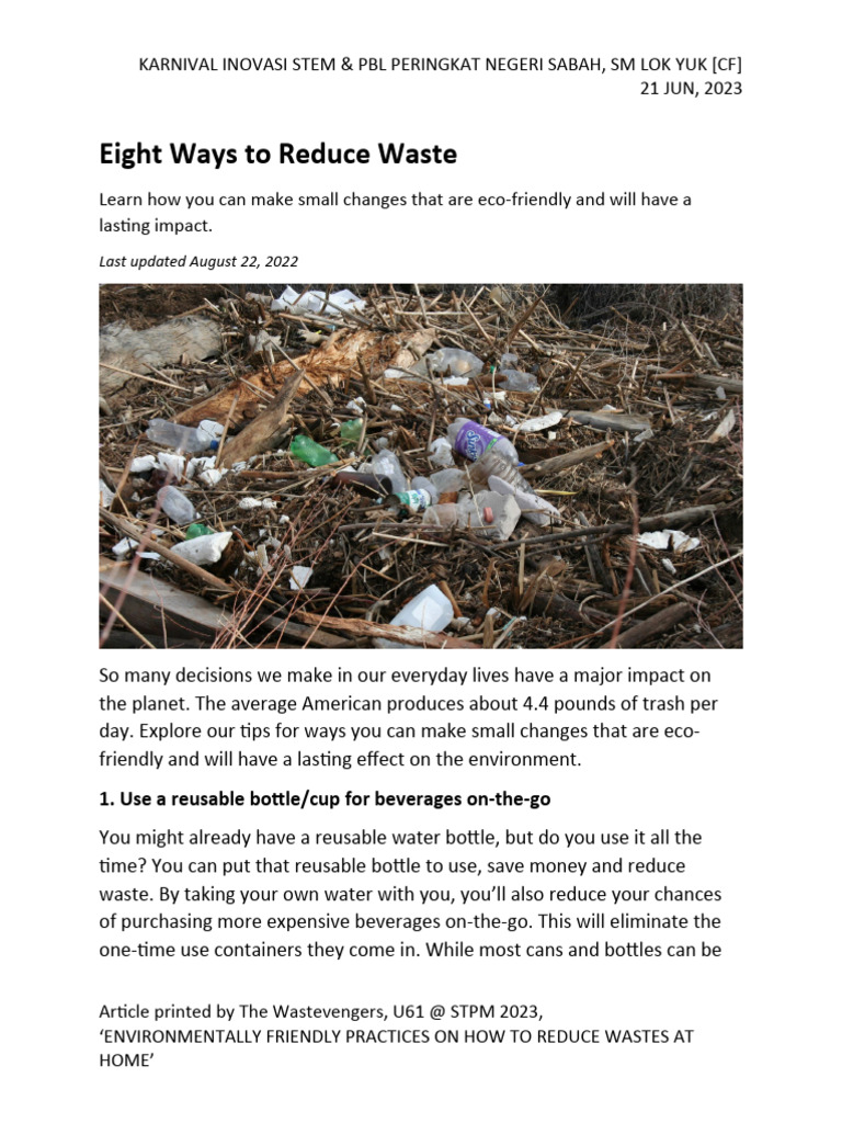Eight Ways To Reduce Waste 2 | PDF | Recycling | Compost
