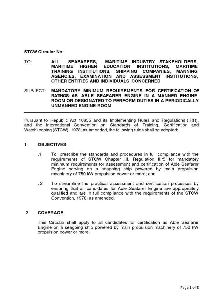 Able Seafarer Engine Certification | PDF | Shipping