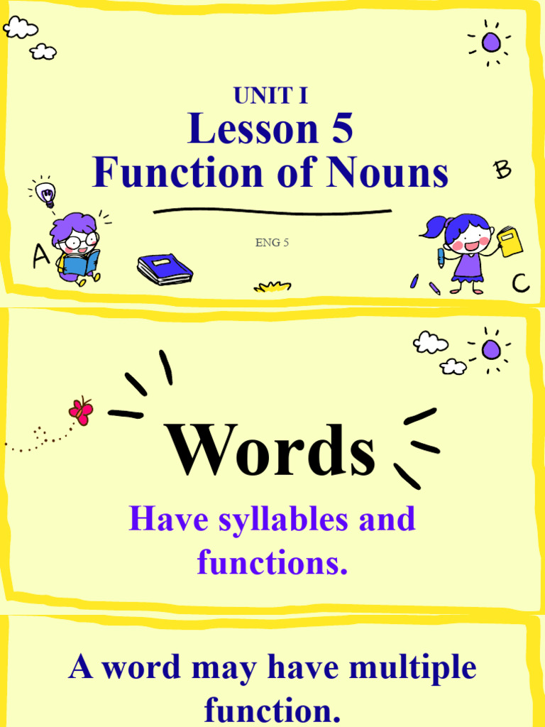 Lesson 5. Functions of Nouns | PDF | Preposition And Postposition | Object (Grammar)