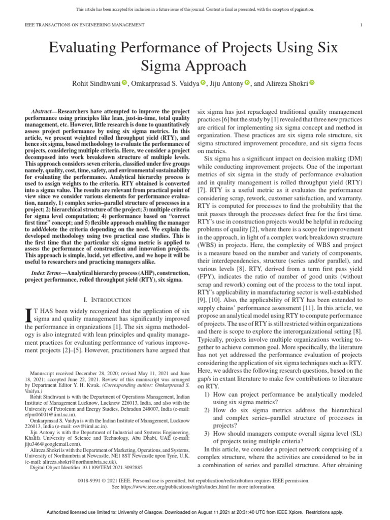 Evaluating Performance | PDF | Six Sigma | Lean Manufacturing