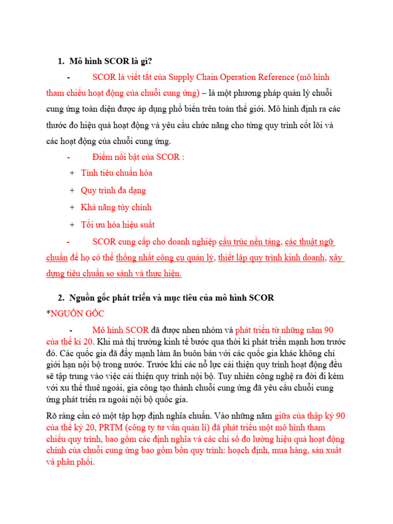 Mô Hình Scor | PDF