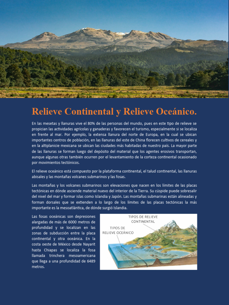 Relieve Continental y Relieve Oceánico | PDF | Terreno | Placas tectónicas