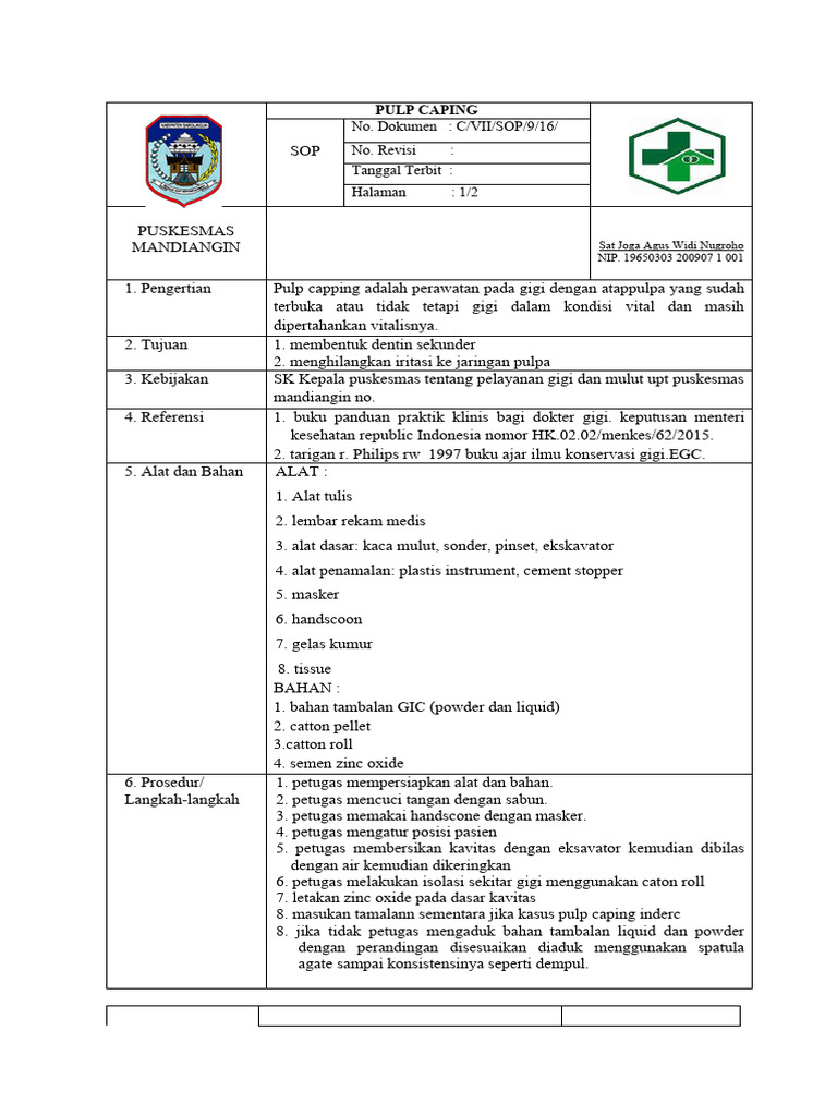 Sop Pulp Caping | PDF