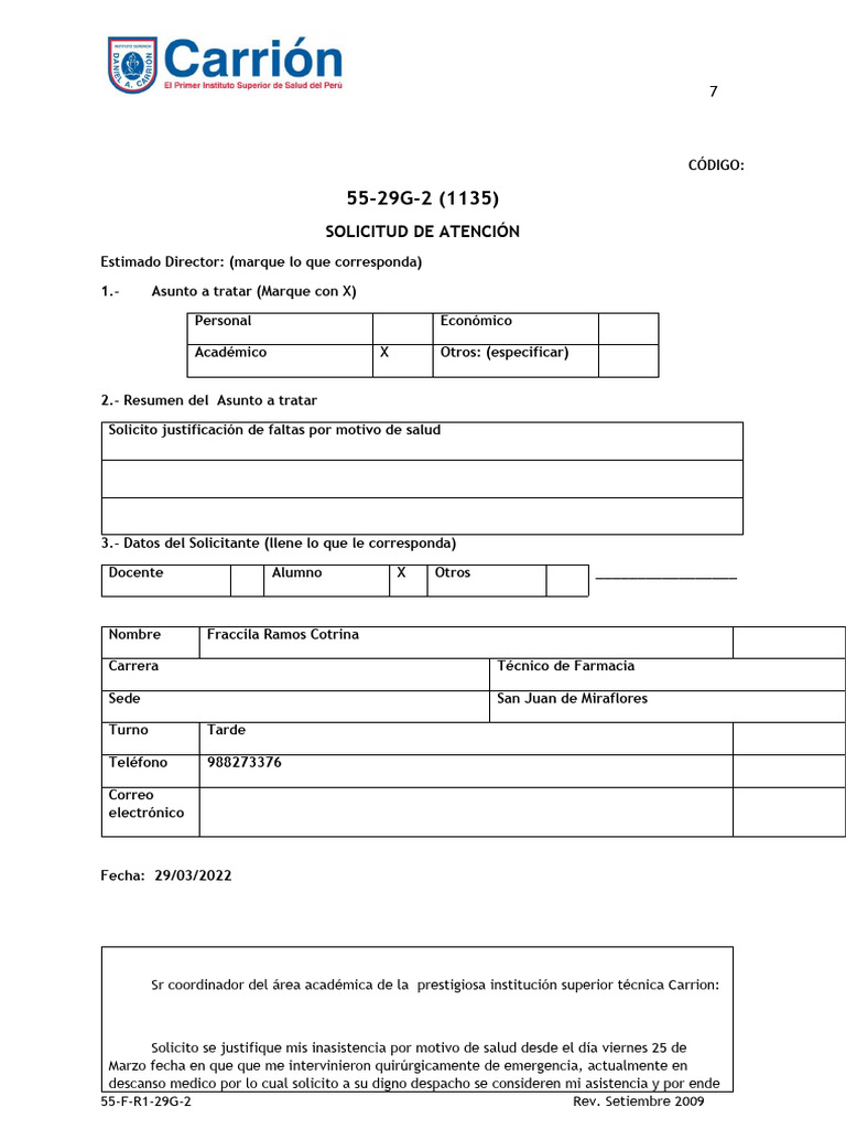 MODELO DE SOLICITUD 1135 | PDF