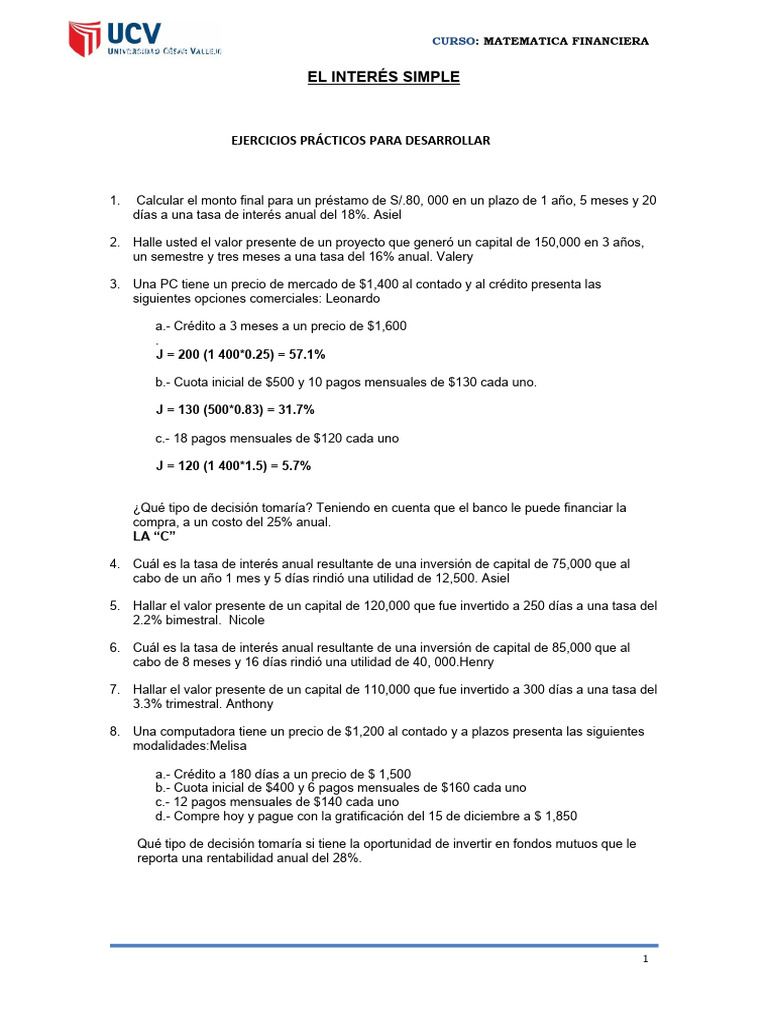 TP2 Interes Simple | PDF