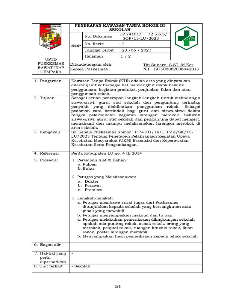 Sop KTR 2023 | PDF | Pengembangan Diri | Sains & Matematika