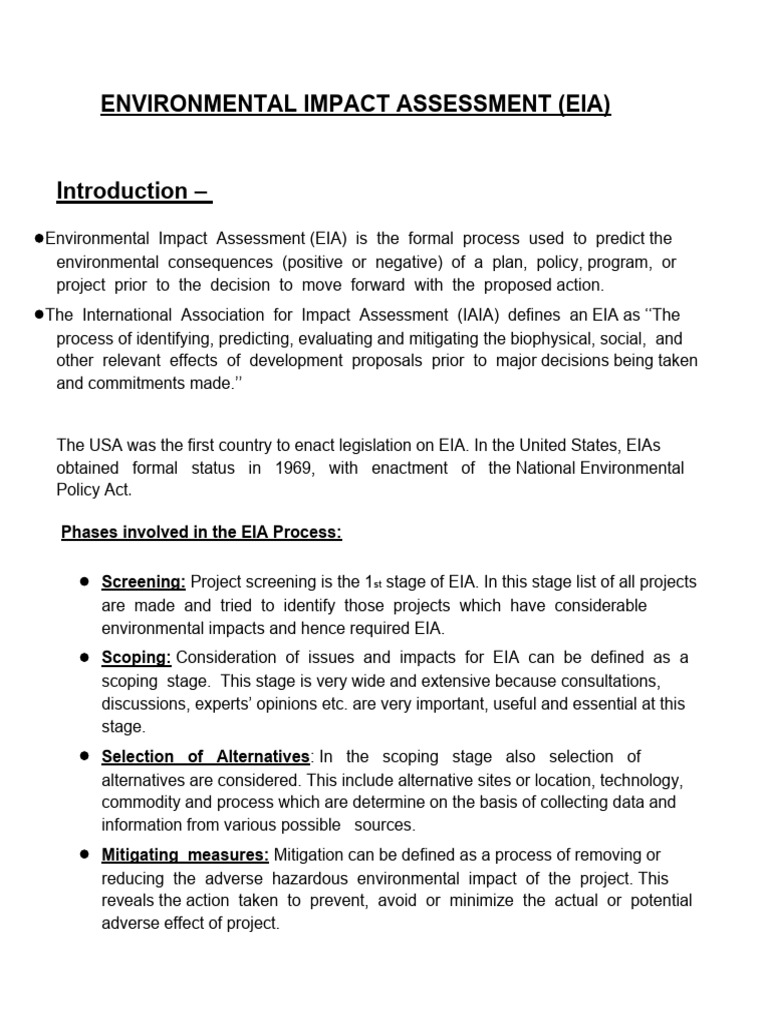 Environmental Impact Assessment | PDF