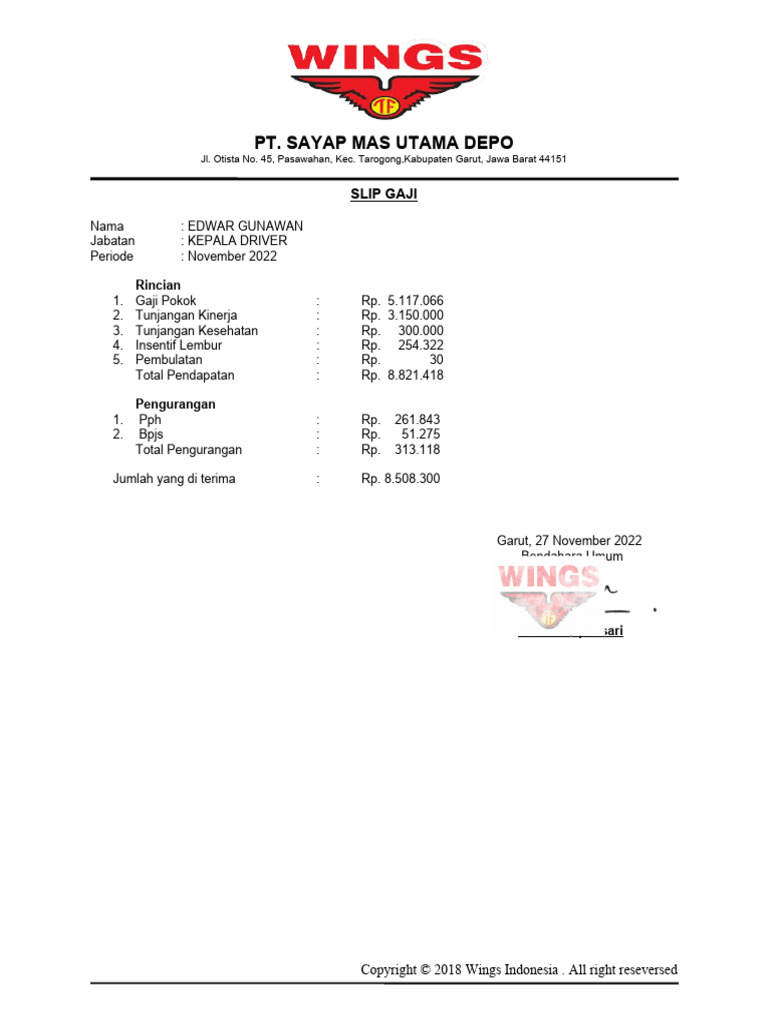 Slip Gaji Wing | PDF