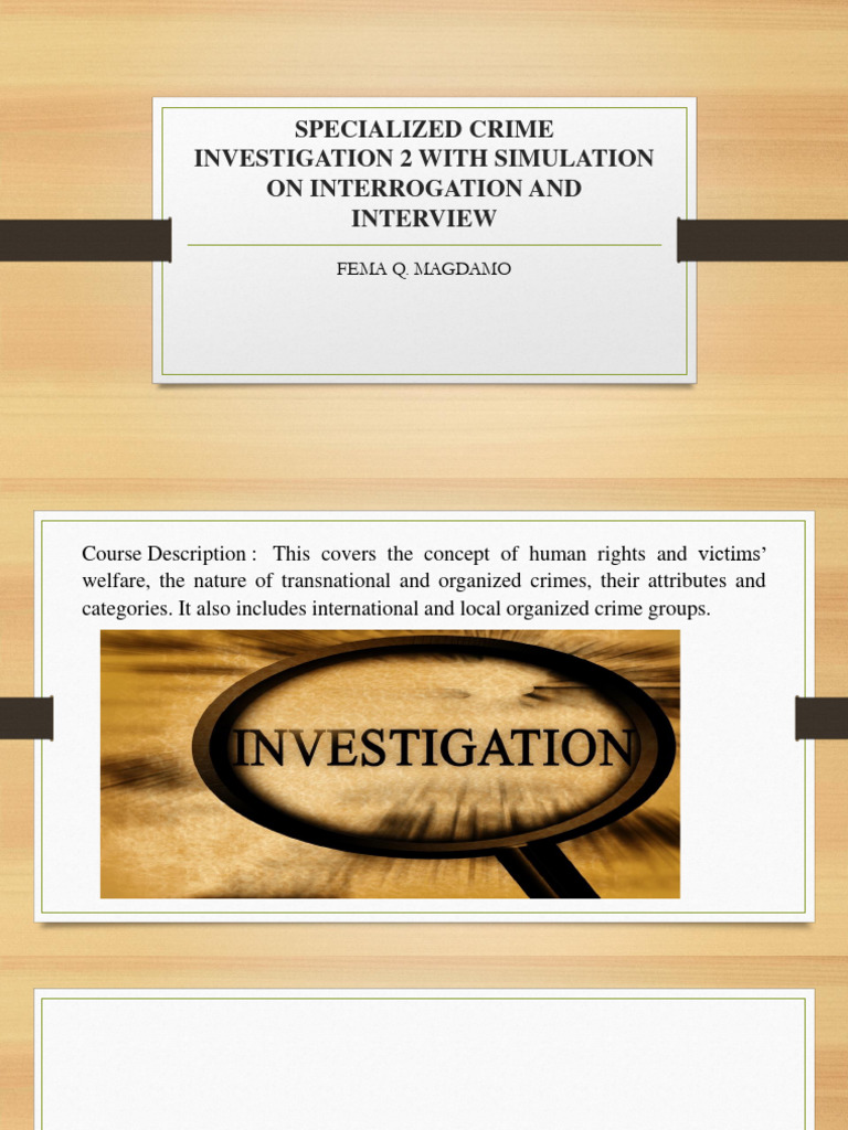 Cdi3 - Specialized Crime Investigation Power Point Prelim Slides 1-40 | PDF | Organized Crime ...