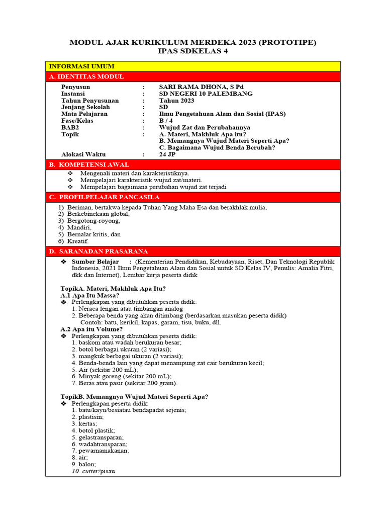 Modul Ajar IPAS BAB 2 Print | PDF | Karier & Perkembangan | Kajian Bahasa Asing