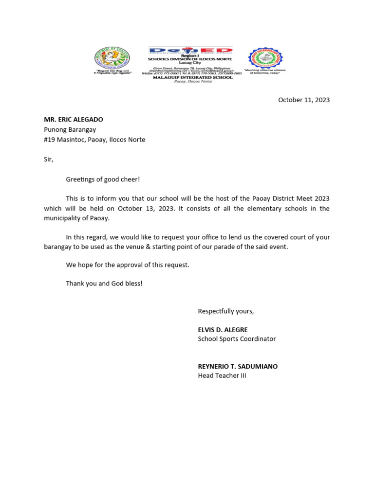 Request Letter - Covered Court | PDF