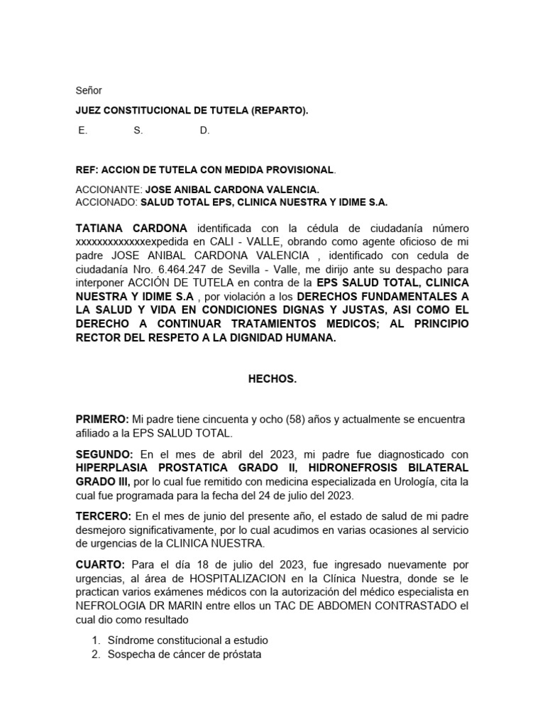 Tutela Con Medida Provisional | PDF | Justicia | Crimen y violencia