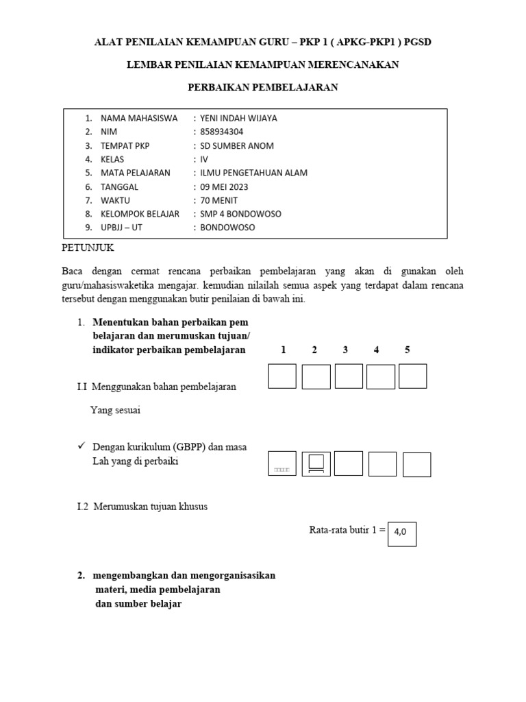 Apkg1 Dan 2 Pra Siklus Dan Perbaikan | PDF