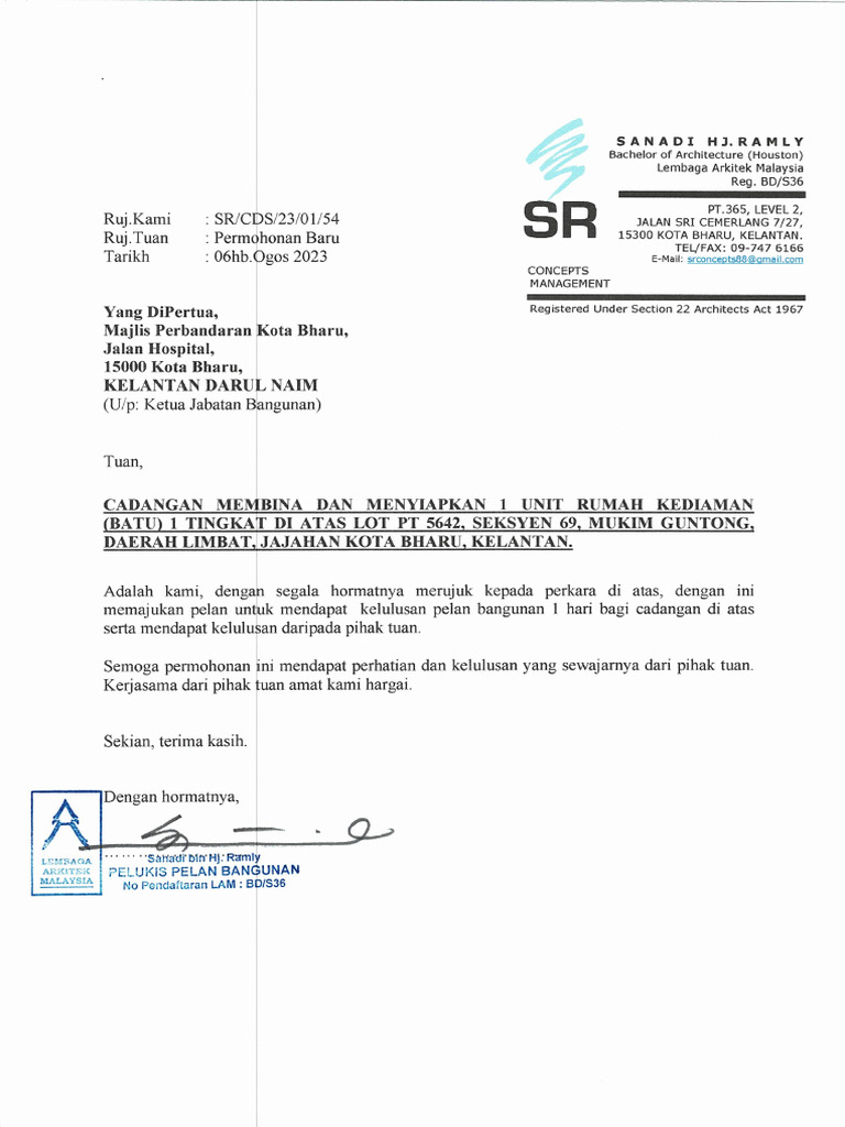 S Rasmi Borang A Cover Letter-B | PDF