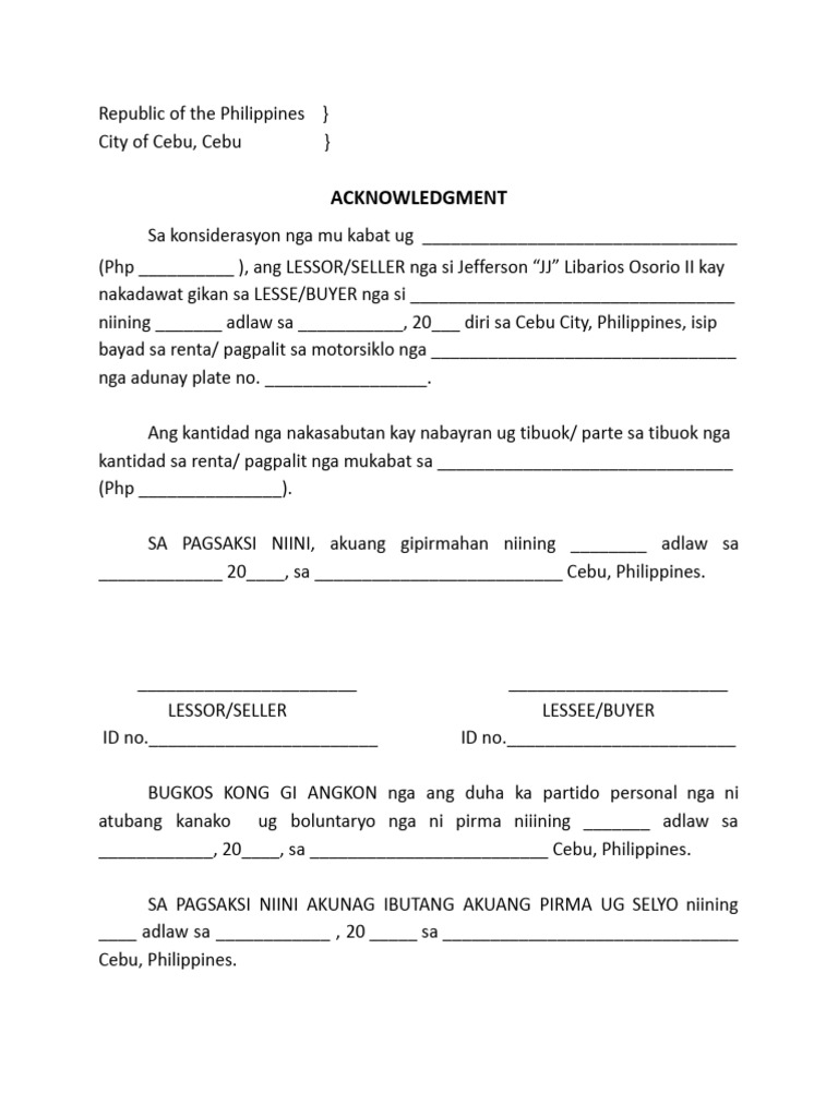 Acknowledgment in Bisaya | PDF | Finance & Money Management