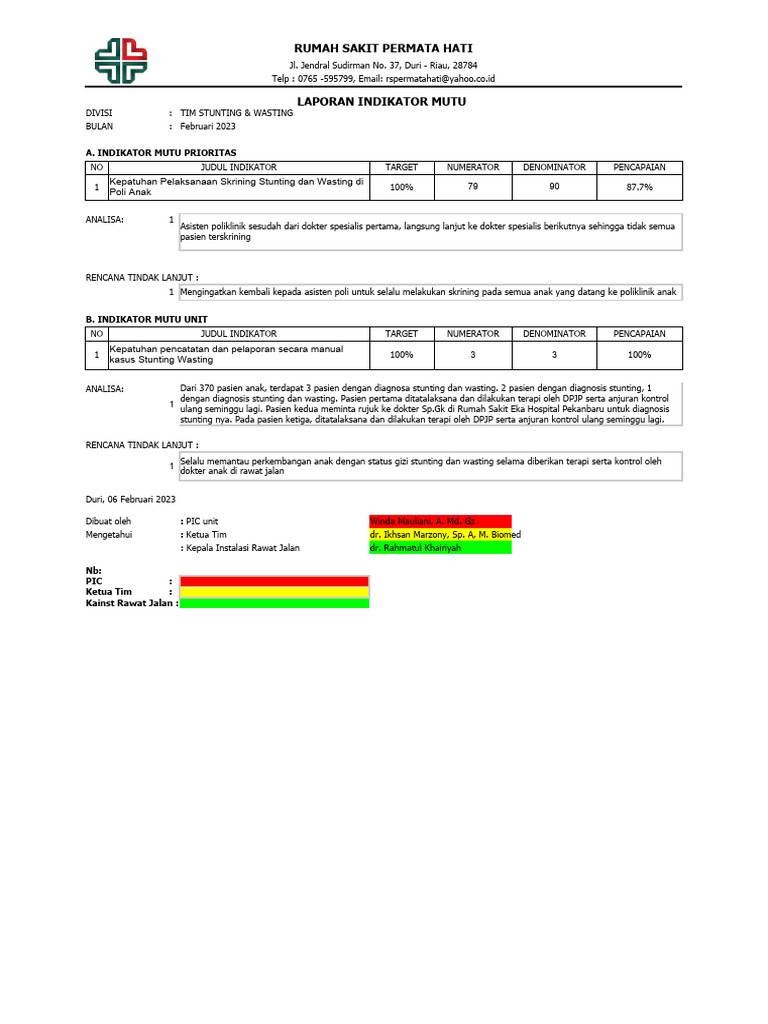 Rekapan Tim Stunting & Wasting | PDF