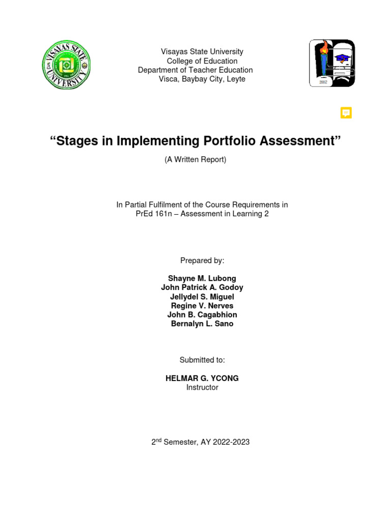Written-Report 9 Stages of Portfolio Development | Download Free PDF ...