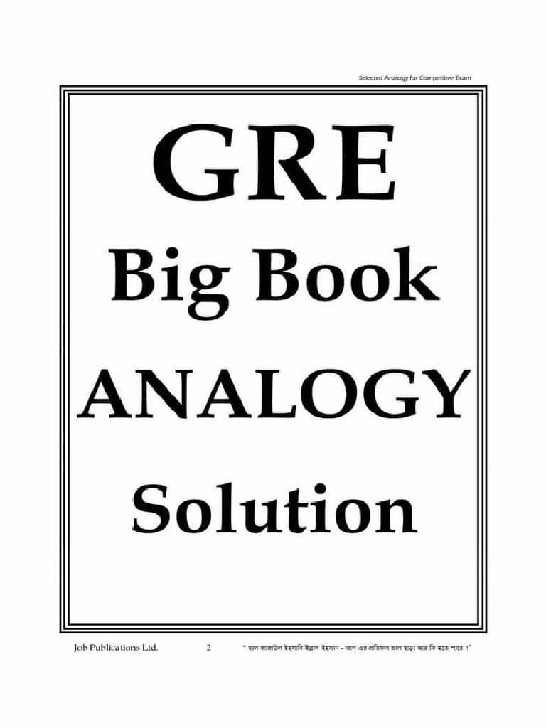 Analogy GRE Big Book | PDF