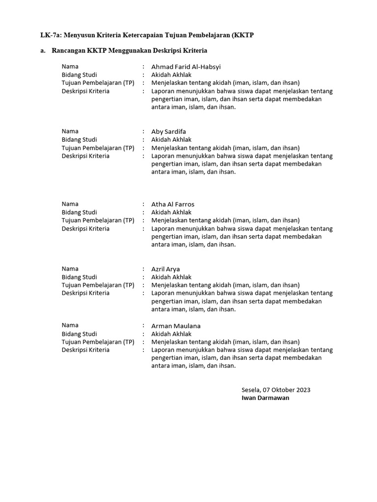 LK 7 Merancang Instrument Asesmen | PDF