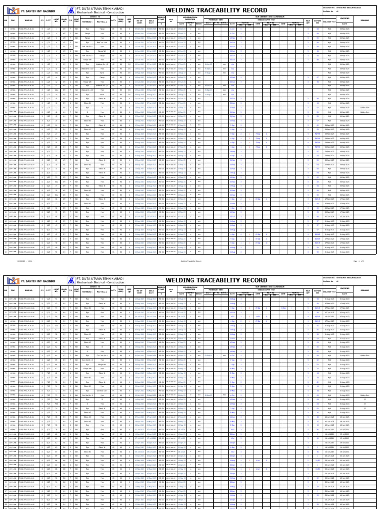 Welding Traceability Record 2023 | PDF | Pipe (Fluid Conveyance) | Welding