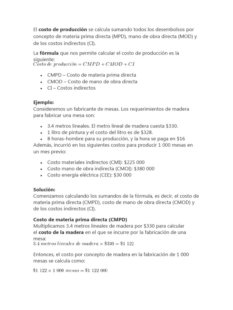 Ejemplo-De Costo de Producción.04 | PDF | Naturaleza