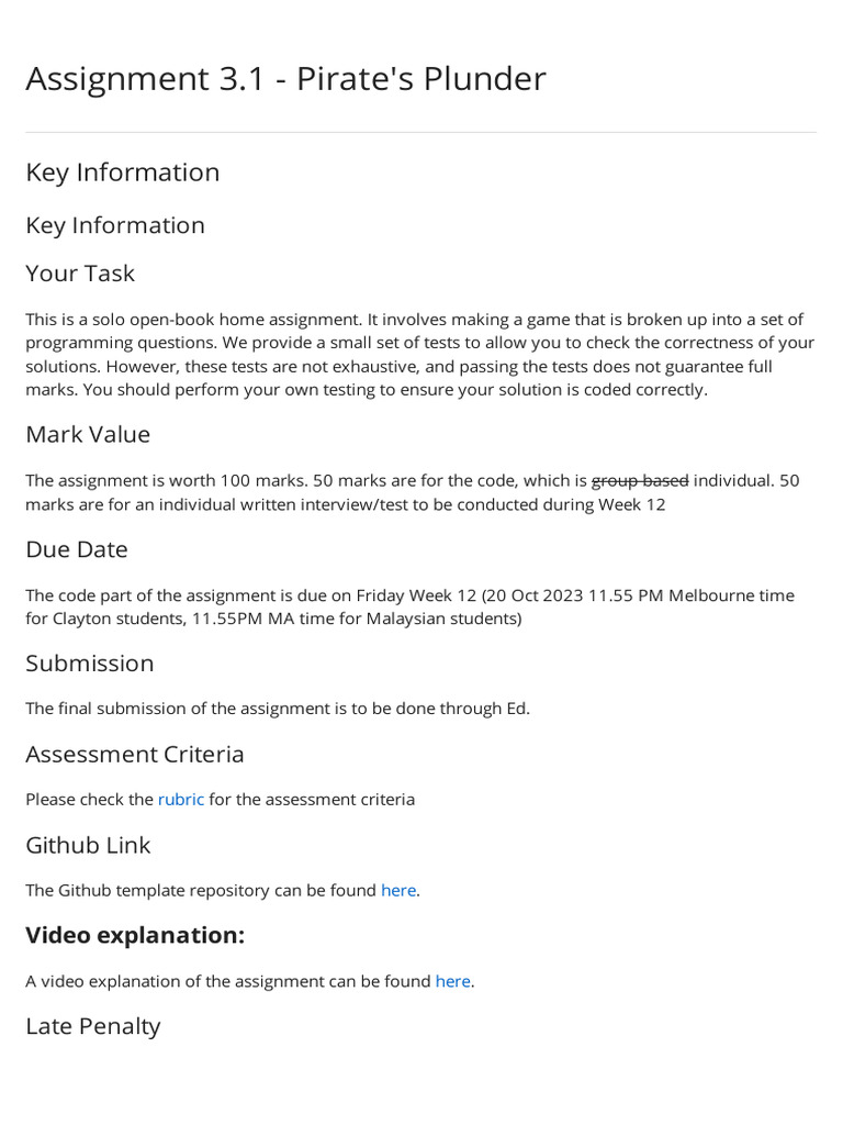 Assignment 3.1 - Pirate's Plunder-1 | PDF | Teaching Methods & Materials