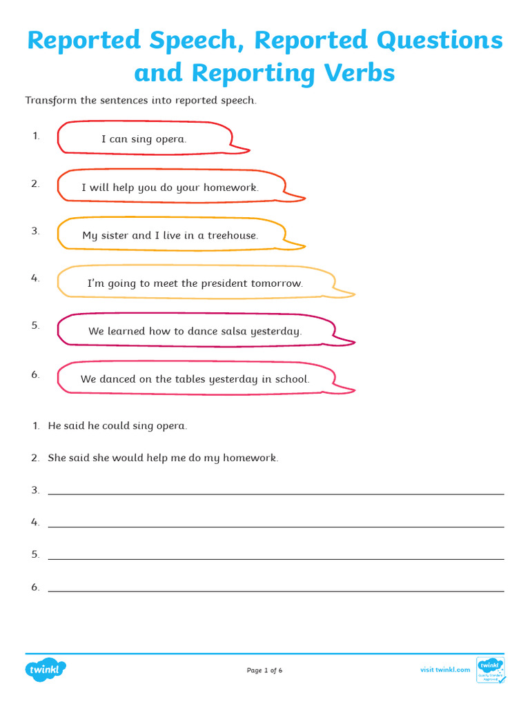 Reported Speech and Reported Questions | PDF | Linguistics | Language Mechanics