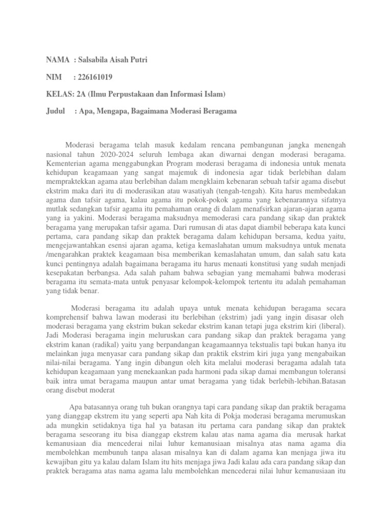 Resume Moderasi Beragama Pdf
