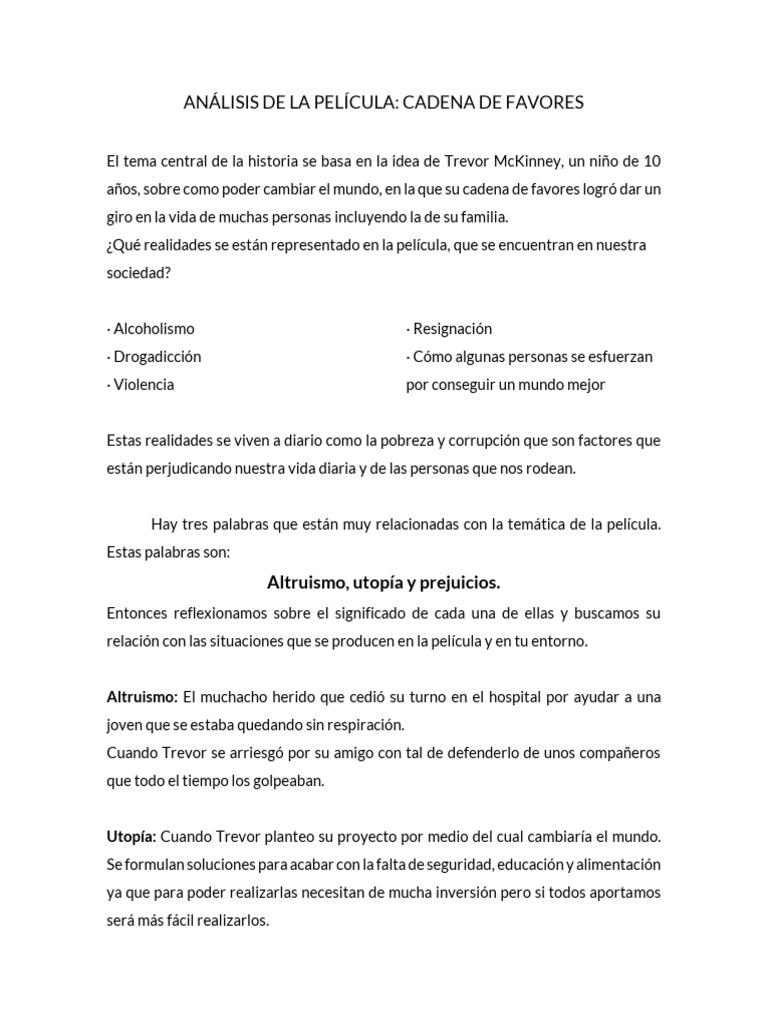 Analisis de La Pelicula Cadena de Favore | PDF | Enseñando