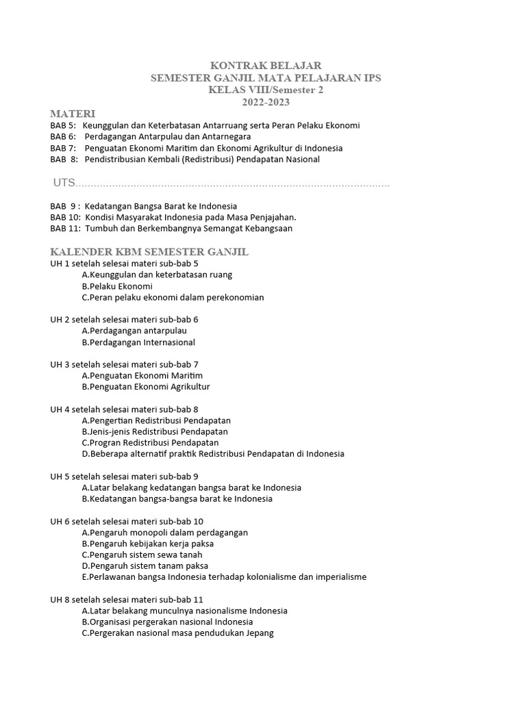 Kontrak Belajar Siswa dan Guru IPS | PDF