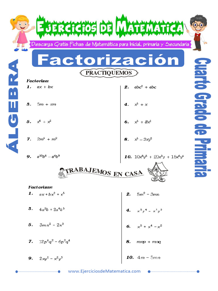 Ejercicios de Factorizacion para Cuarto de Primaria | PDF