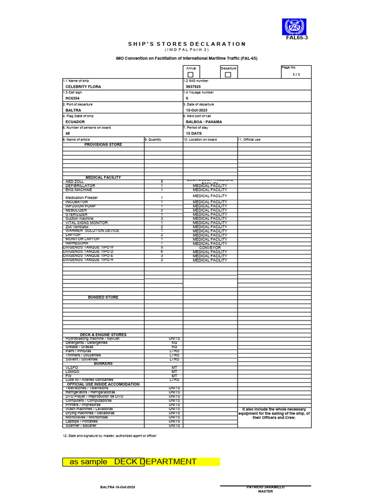 Ship Store Declaration | PDF | Shipping | Ships