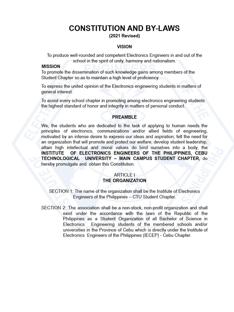 CTU MC IECEP CONSTITUTION AND BY LAWS 2021 Revised | PDF