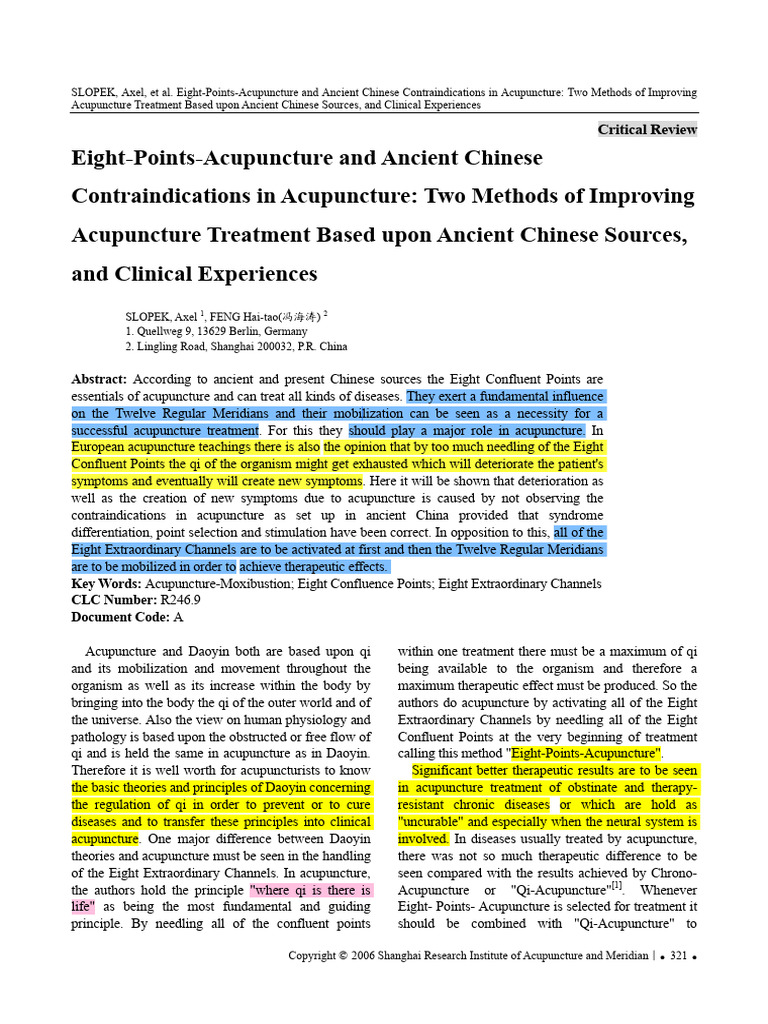 1.8confluent Point and Ancient Contraindication | PDF | Acupuncture | Qi