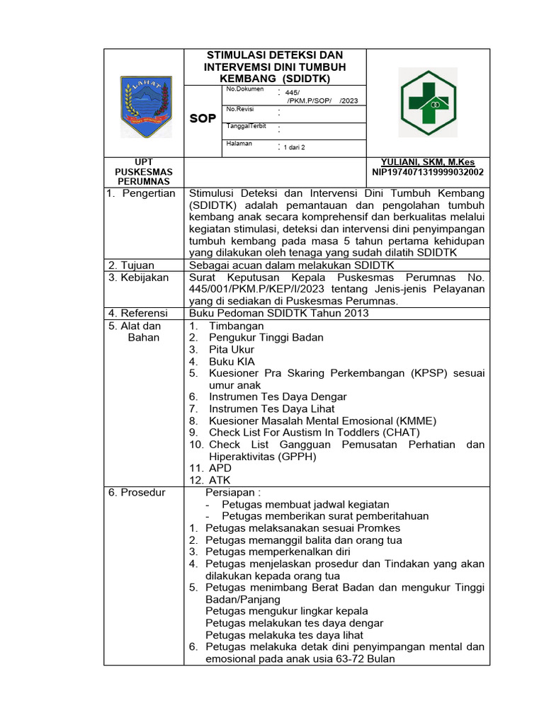 Sop Sdidtk 2023 | PDF