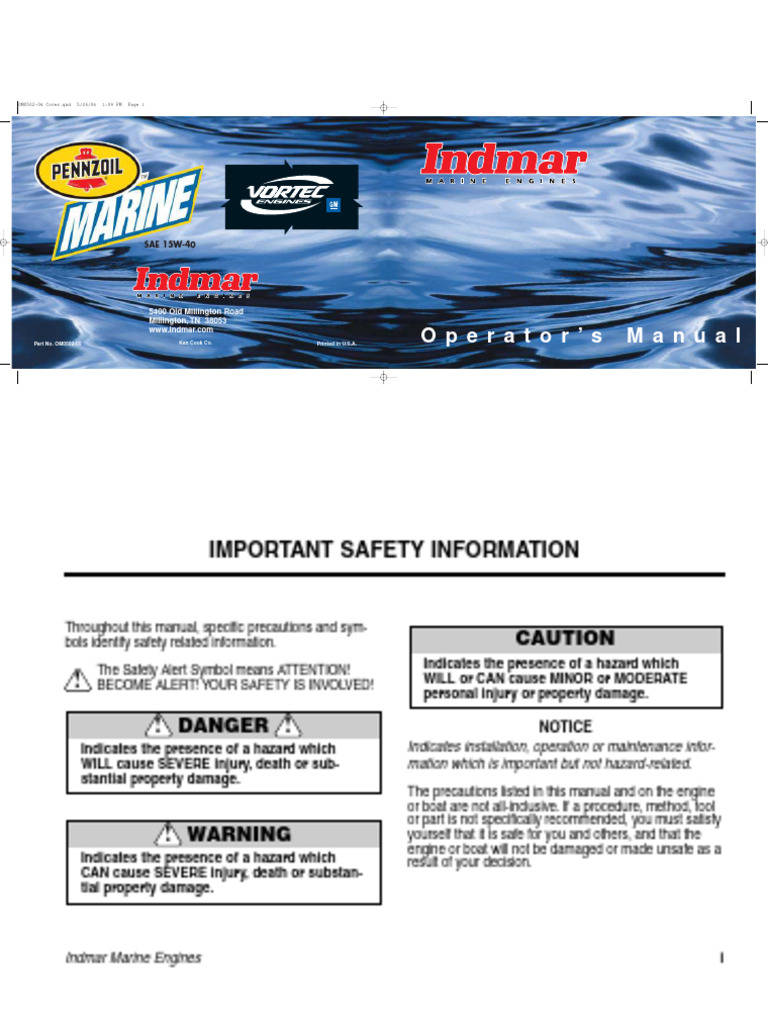 Indmar Marine Engine Operator's Manual | PDF | Vehicles | Propulsion