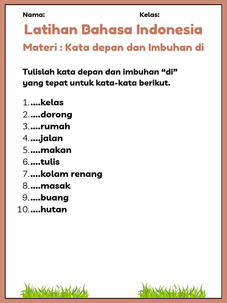 Latihan Bin Materi Imbuhan Di | PDF | Karier & Perkembangan