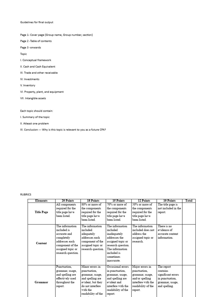 Guidelines For Final Output | PDF