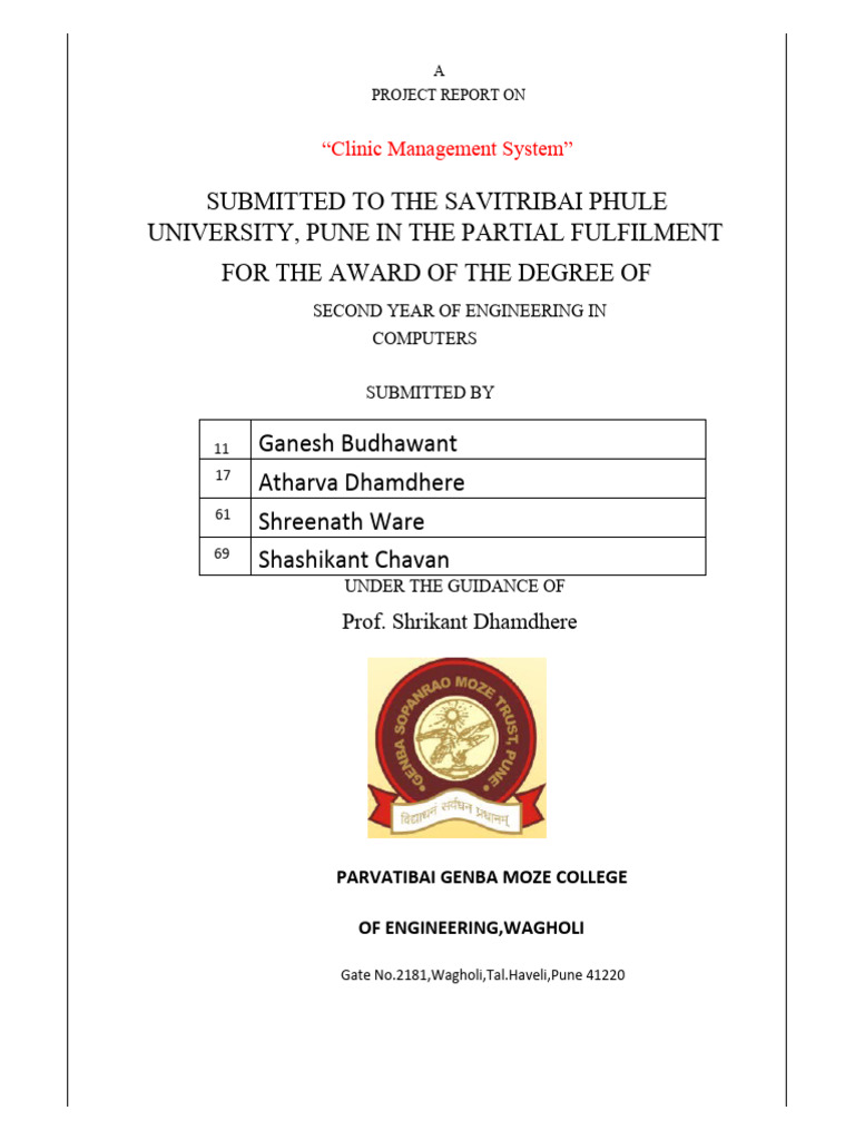 Submitted To The Savitribai Phule University, Pune in The Partial ...