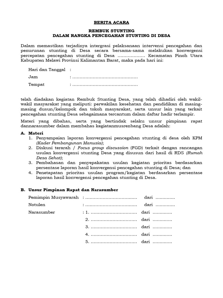 Contoh BA. Rembuk Stunting Desa | PDF