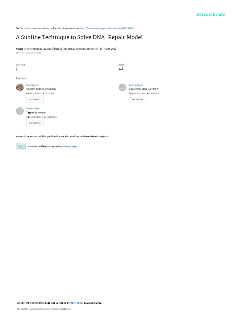 A Sublime Technique To Solve DNA Repair Model | PDF | Dna Repair ...