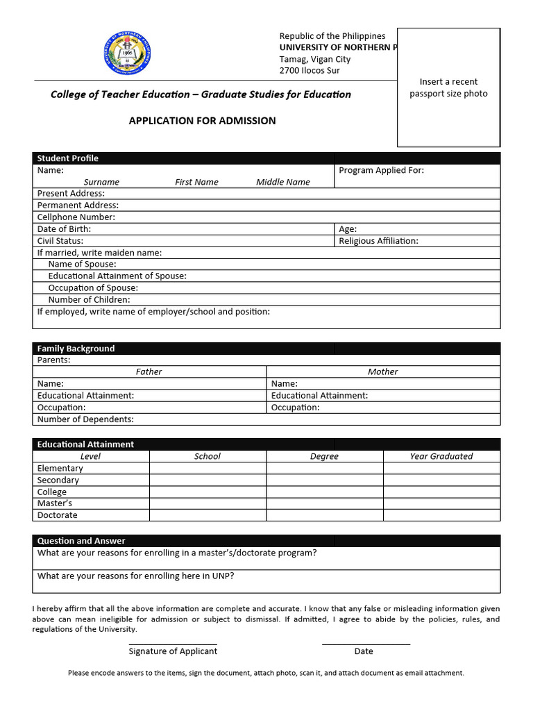 CTE Graduate Studies - Application Form For Admission | PDF | Career & Growth | Wellness